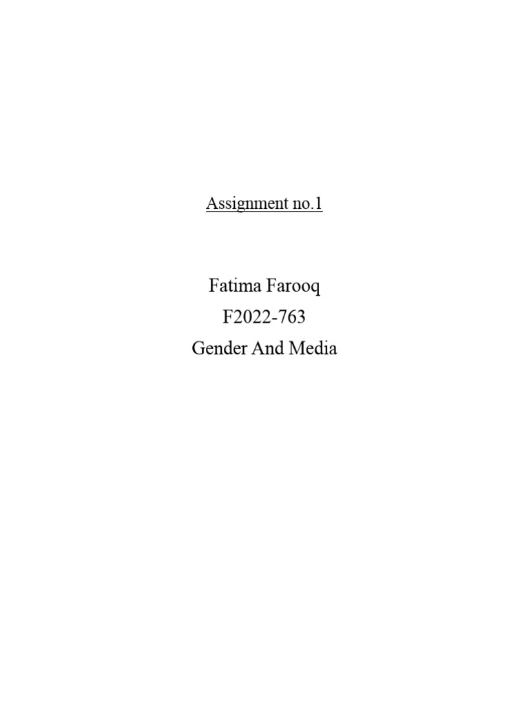 UPDATED Fatima Farooq Gender and Media | PDF | Behavioural Sciences ...