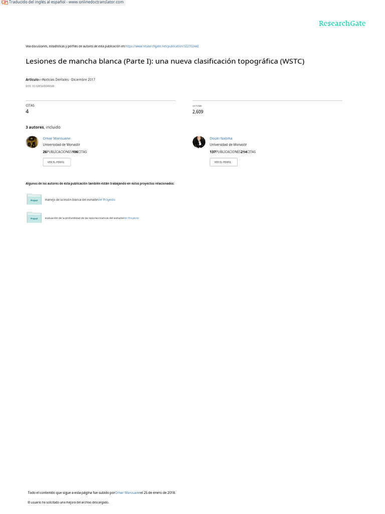 White Spot Lesions (Part I) A New Topographic Classification (WSTC) .En ...