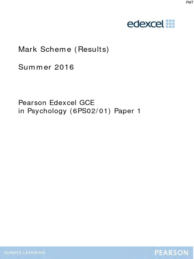 June 2016 MS - Paper 1 Edexcel Psychology AS-level | PDF | Autism ...