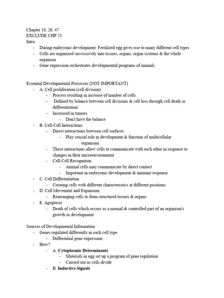 Developmental Bio 150 Notes | Download Free PDF | Cloning | Embryo