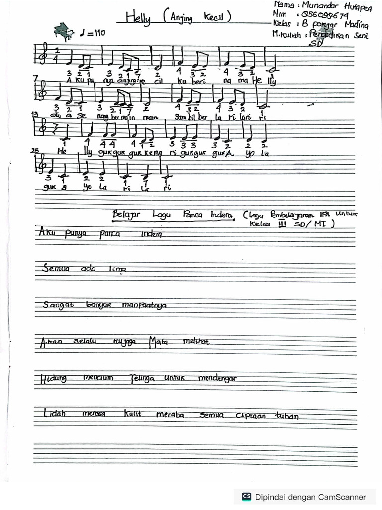 Tugas Tutorial 1 Mengubah Lirik Lagu PDDK Seni SD Munandar Hutapea 856098674 | PDF