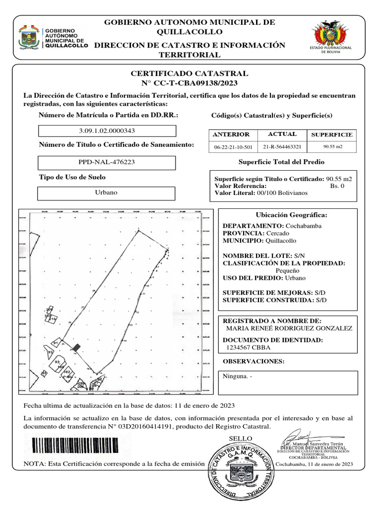 CERTIFICADO CATASTRAL 2 | PDF
