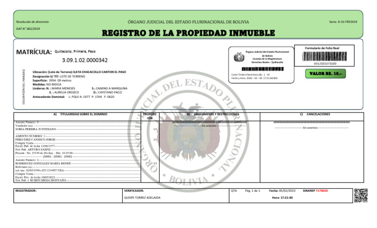 Folio Real No. 1 | PDF