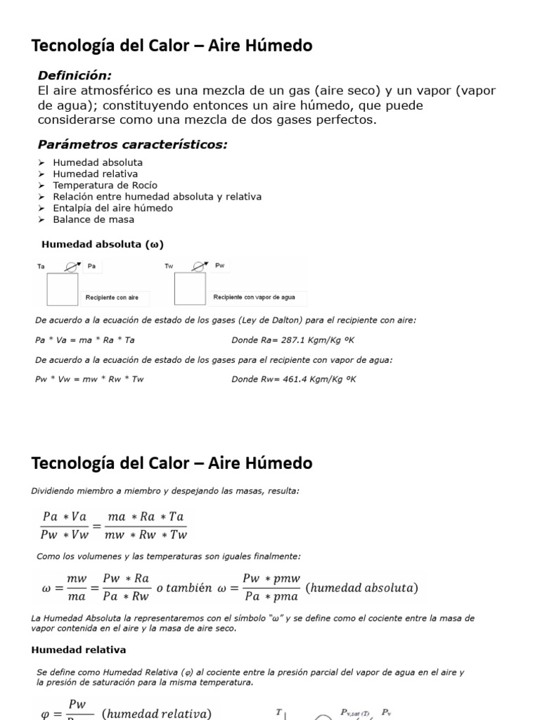 Clase Virtual 12 - Aire Humedo Con Ejemplos | PDF | Humedad | Vapor de agua