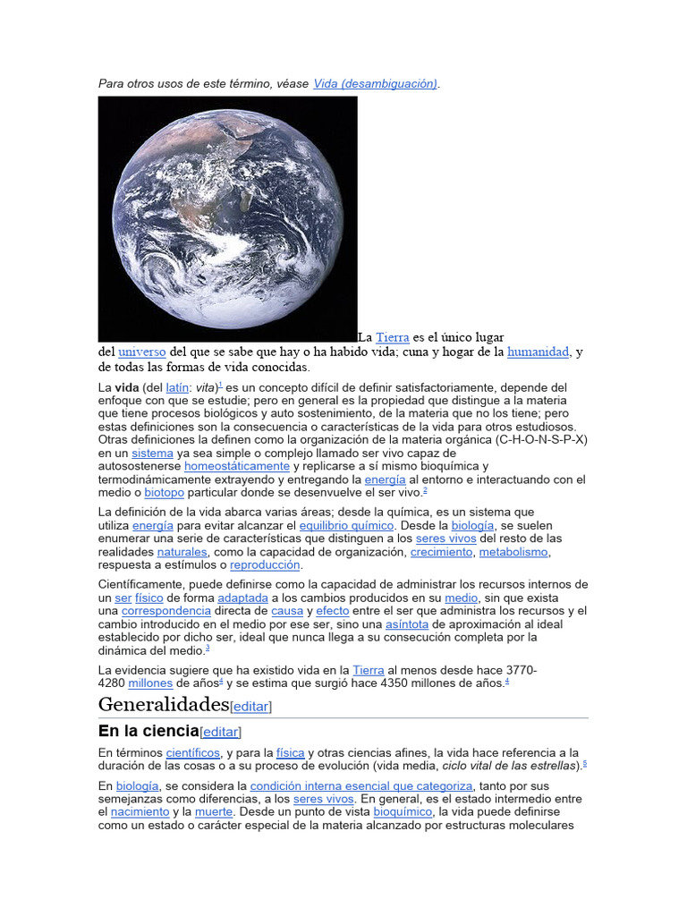 Definición y características de la vida | PDF | Vida | Organismos