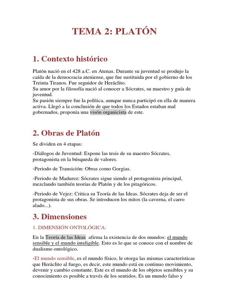 TEMA 2 Filosofia | PDF | Platón | Conocimiento