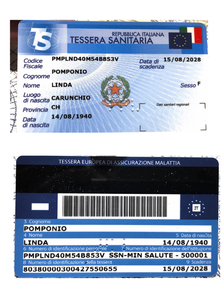 Tessera Sanitaria Pomponio Linda | PDF