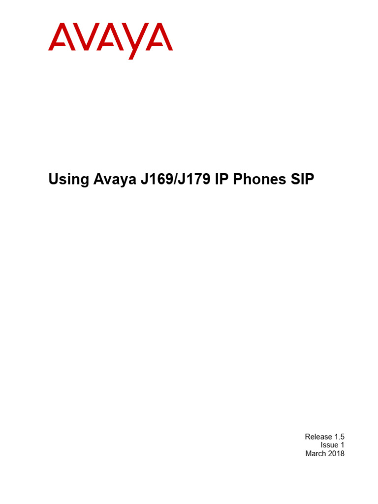 Avaya J169 J179 IP Phones Using R1.5 Mar2018 | PDF | Radio ...