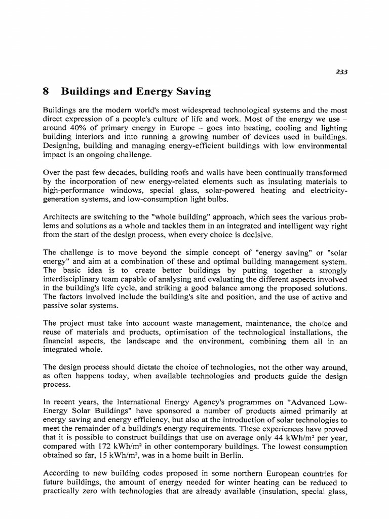 8 - Buildings and Energy Saving | PDF | Solar Energy | Energy Conservation