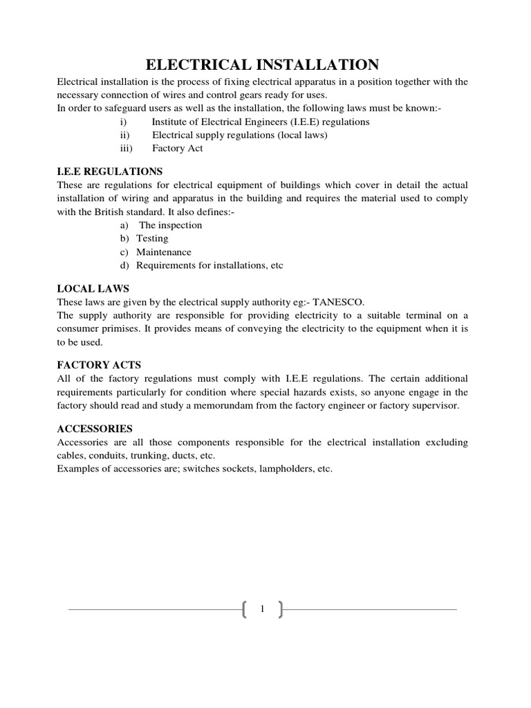 Electrical Installation | PDF | Fuse (Electrical) | Electrical ...