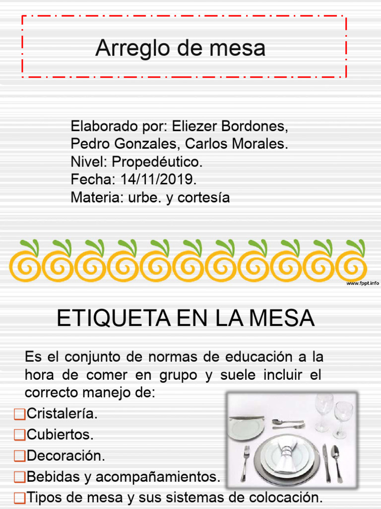 Como Colocar La Mesa | PDF | Cuchillería