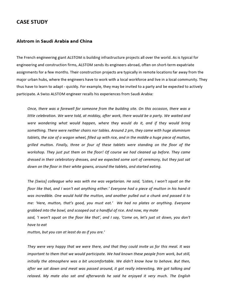 Alstrom in Saudi Arabia - Case Study 3 | Download Free PDF | Chinese Cuisine | Foods