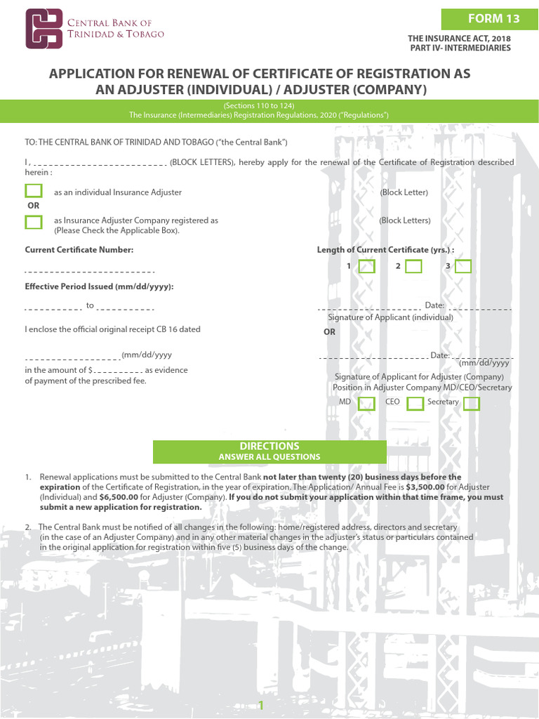 Adjusters Registration Form 13 - 0 | PDF | Business