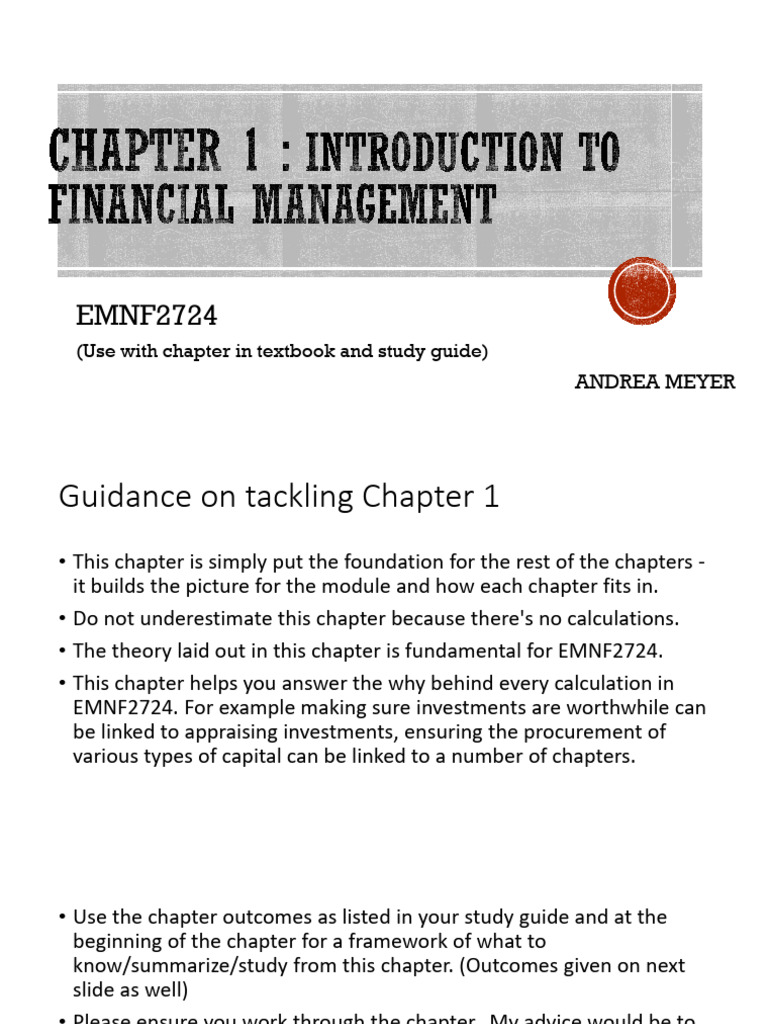 Chapter 1 - Introduction To Financial Management | PDF