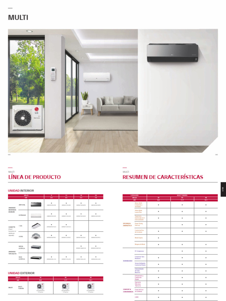 Ficha Técnica Aire Acondicionado LG Multi Split | PDF | Uso eficiente ...