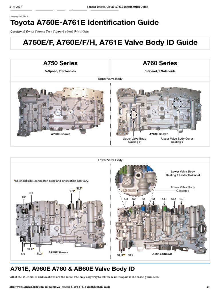 Toyota A750E-A761E Identification Guide | PDF | Land Vehicles | Toyota