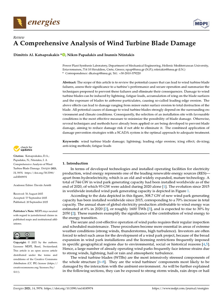 Comprehensive Analysis of Wind Turbine Blade Damage | PDF | Wind Turbine | Fibre Reinforced Plastic