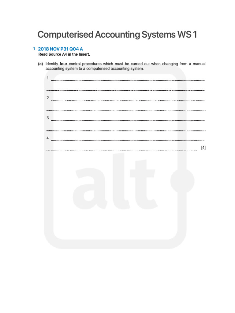 Computerised_Accounting_Systems_Worksheet_1 | PDF | Expense | Income Statement