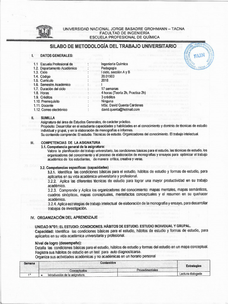 silabo-MetodologíaTrabajoUniversitario | PDF