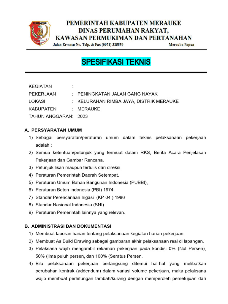 3.1 SPESIFIKASI TEKNIS Gang Nayak | PDF