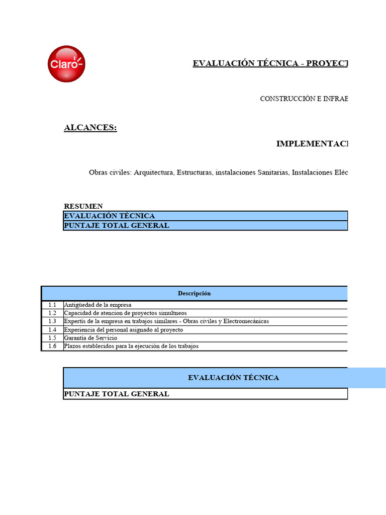 Evaluación Técnica Proyecto CAC Chiclayo | PDF
