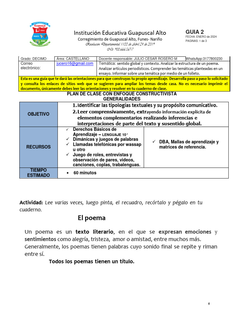 Guía de Análisis y Creación de Poemas | PDF | Poesía