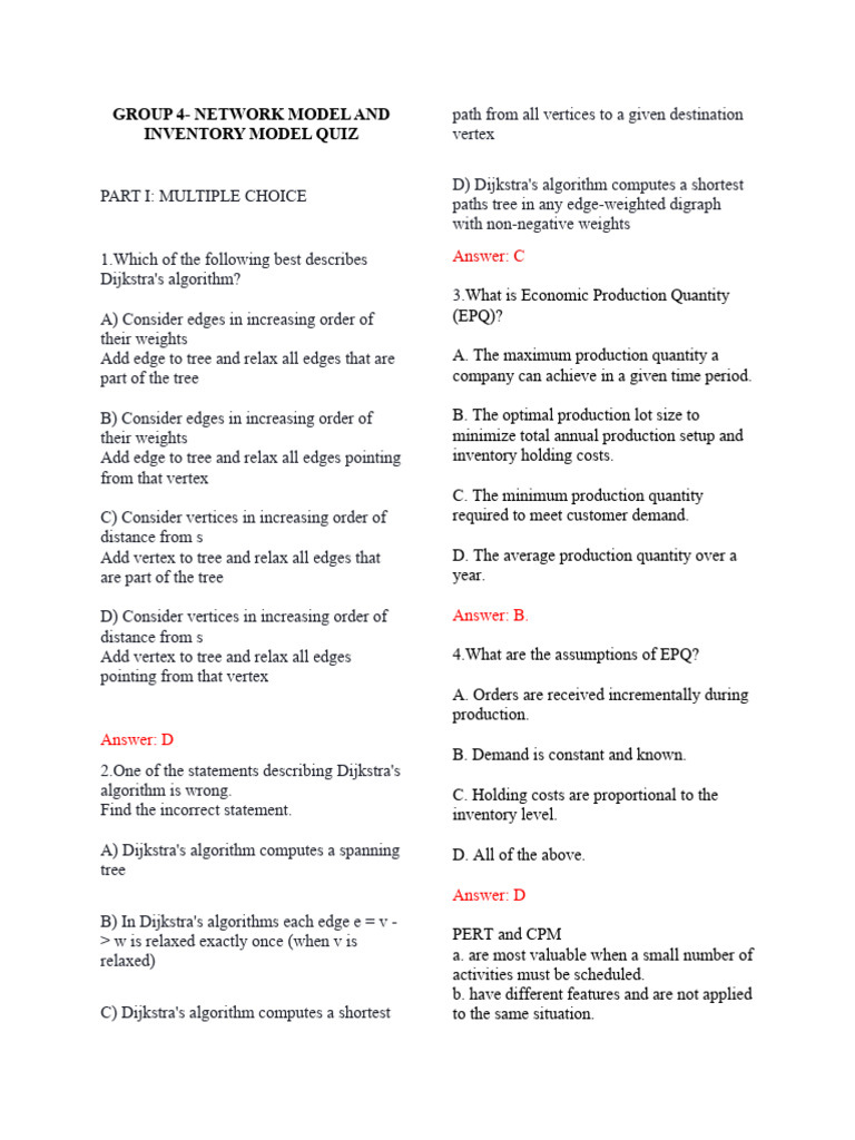 Group4-Quiz ManScie | PDF | Discrete Mathematics | Algorithms