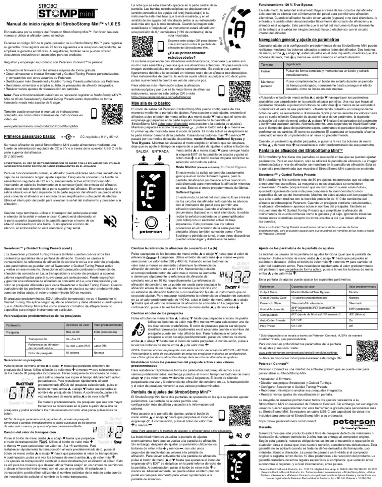 StroboStomp Mini QuickStart v1.0 ES | PDF | Instrumentos de cuerda | Fuente de alimentación