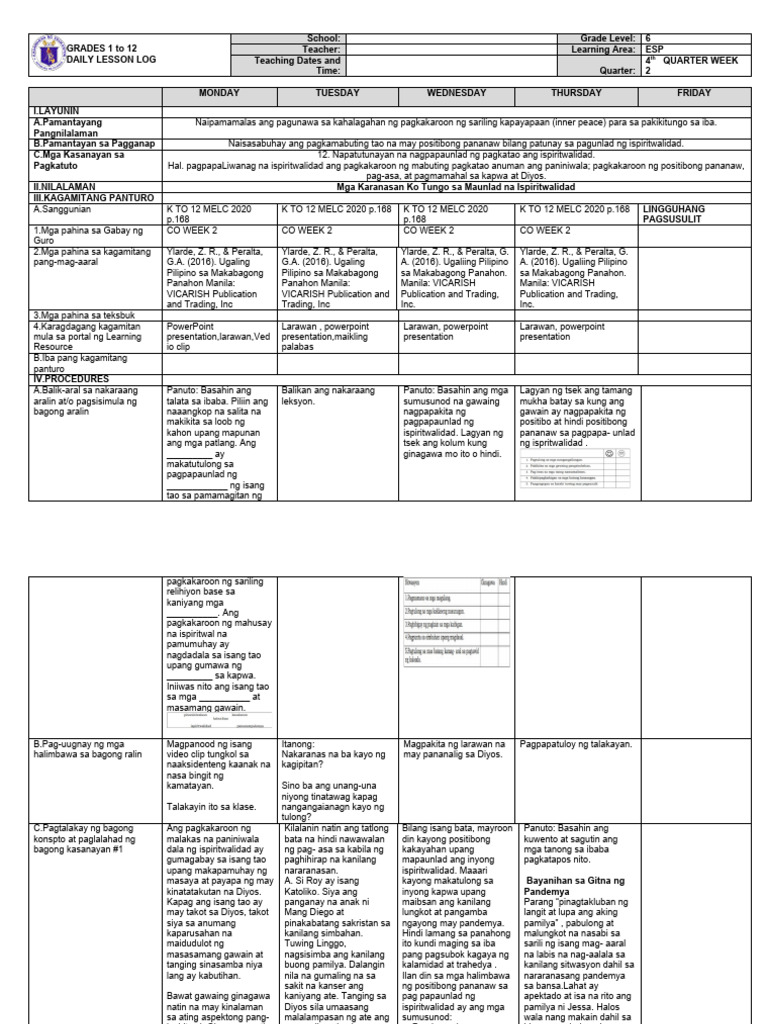 DLL G6 Esp Q4 W2 | PDF