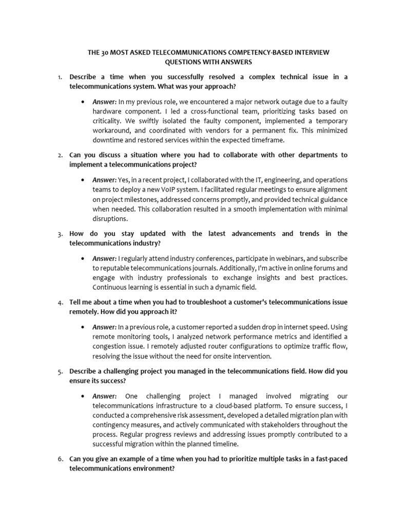 30 Telecommunications CBI Questions With Answers 1709061992 | PDF | Osi ...