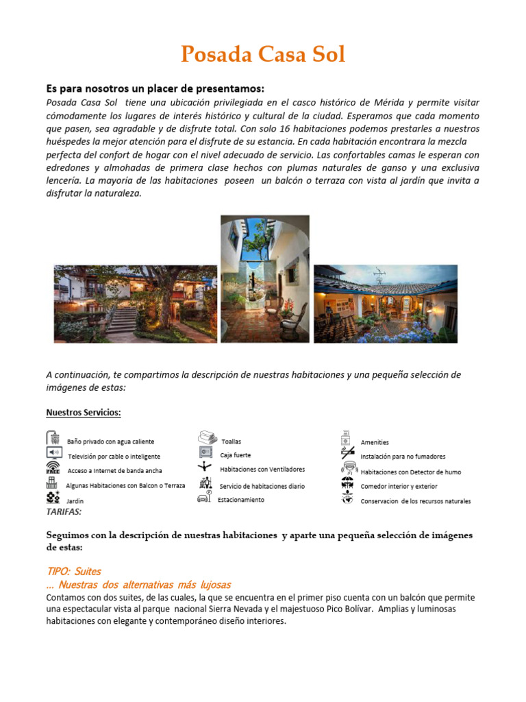 Descripcion Posada Casa Sol | PDF