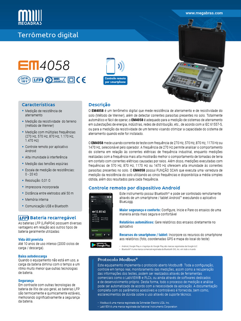 Terrômetro EM4058 | PDF | Bluetooth | Android (sistema operacional)