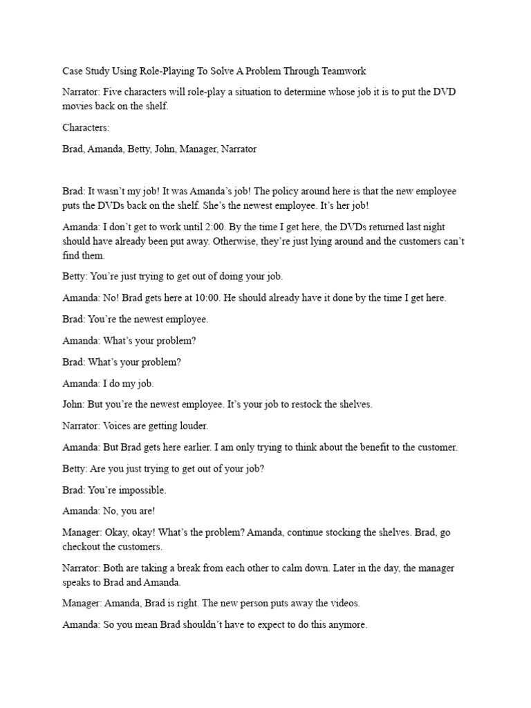 module 2- lesson 2-case study using role-playing to solve a problem ...