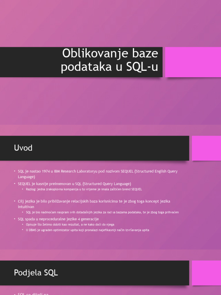 Oblikovanje Baze Podataka U SQL-u | PDF