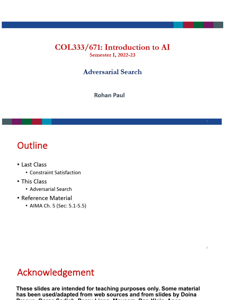 L07 Adversarial Search | PDF | Game Theory | Economics Of Uncertainty