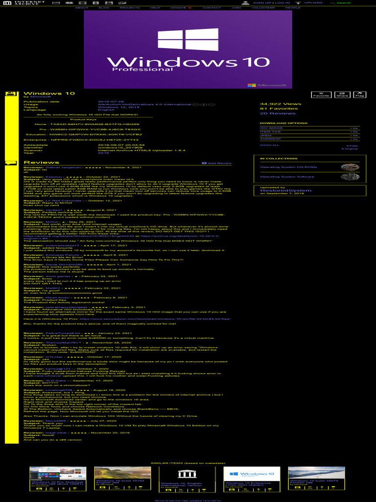 Windows 10 - Microsoft - Free Download, Borrow, and Streaming ...