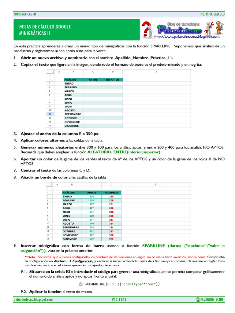 Practica 11-Minigráficas II | PDF | Hoja de cálculo | Software
