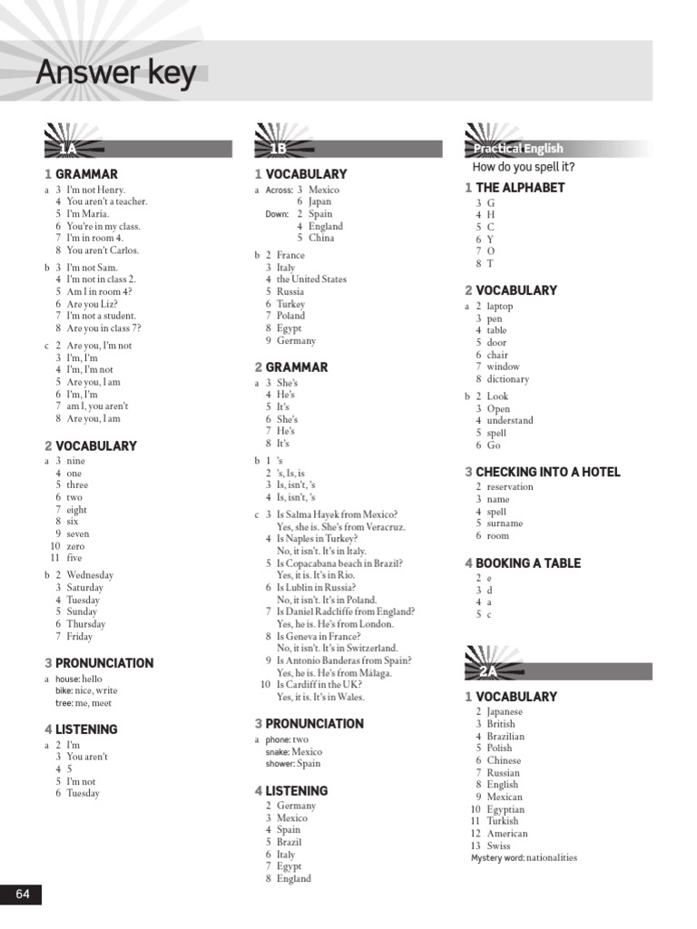English File Intro 3rded WB Keys | PDF