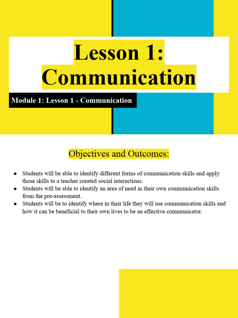 module 1 lesson 1- communication | PDF | Communication | Teaching