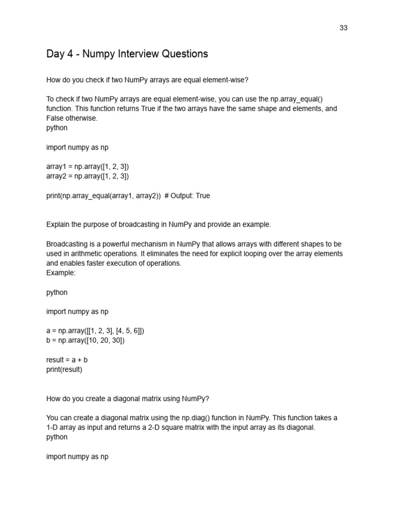Numpy Interview Questions and Answers | PDF | Percentile | Quartile
