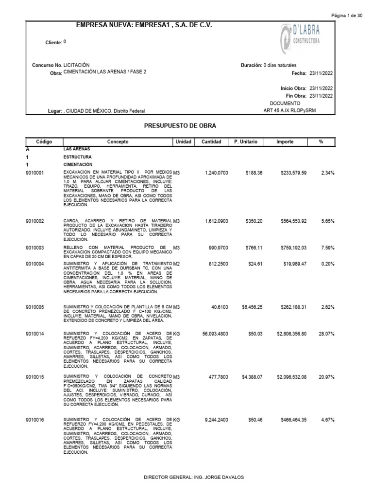 2022 11 28 PRESUPUESTO | PDF | Presupuesto | Ingeniero civil