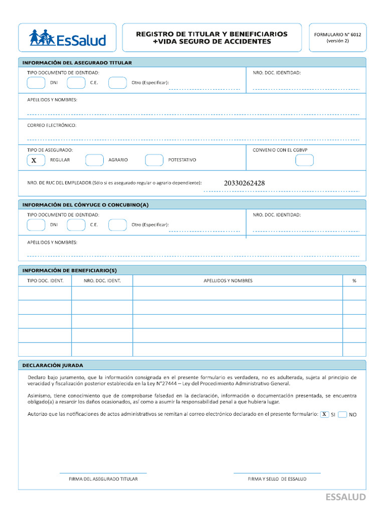 Formulario 6012-MAS VIDA | PDF