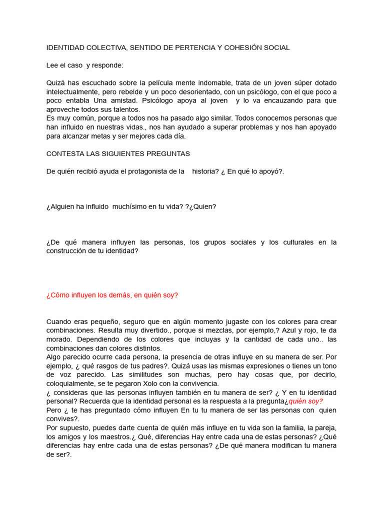 IDENTIDAD COLECTIVA, SENTIDO DE PERTENENCIA Y COHESIÓN SOCIAL | PDF ... IDENTIDAD COLECTIVA, SENTIDO DE PERTENENCIA Y COHESIÓN SOCIAL | PDF ...