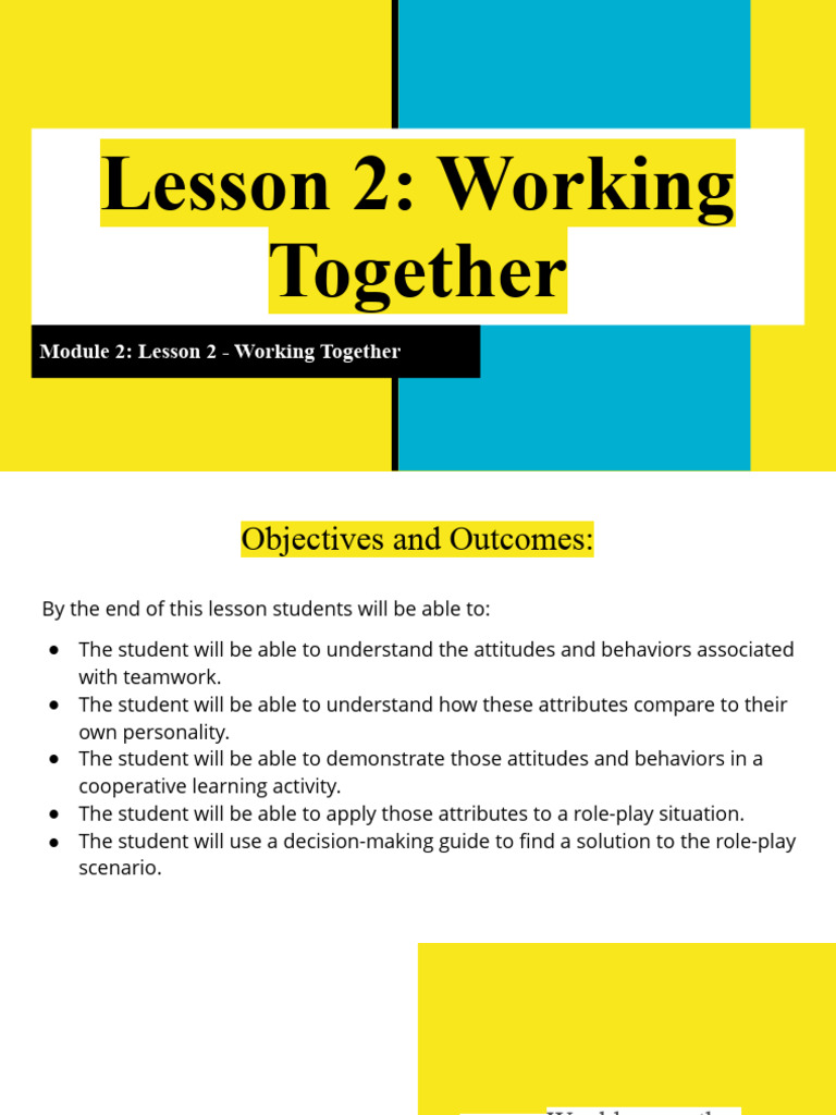 Module 2 Lesson 2 - Working Together | PDF | Brainstorming | Cognition