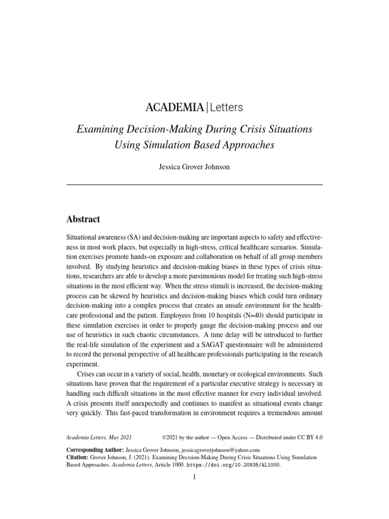 Examining Decision Making During Crisis | PDF | Decision Making ...