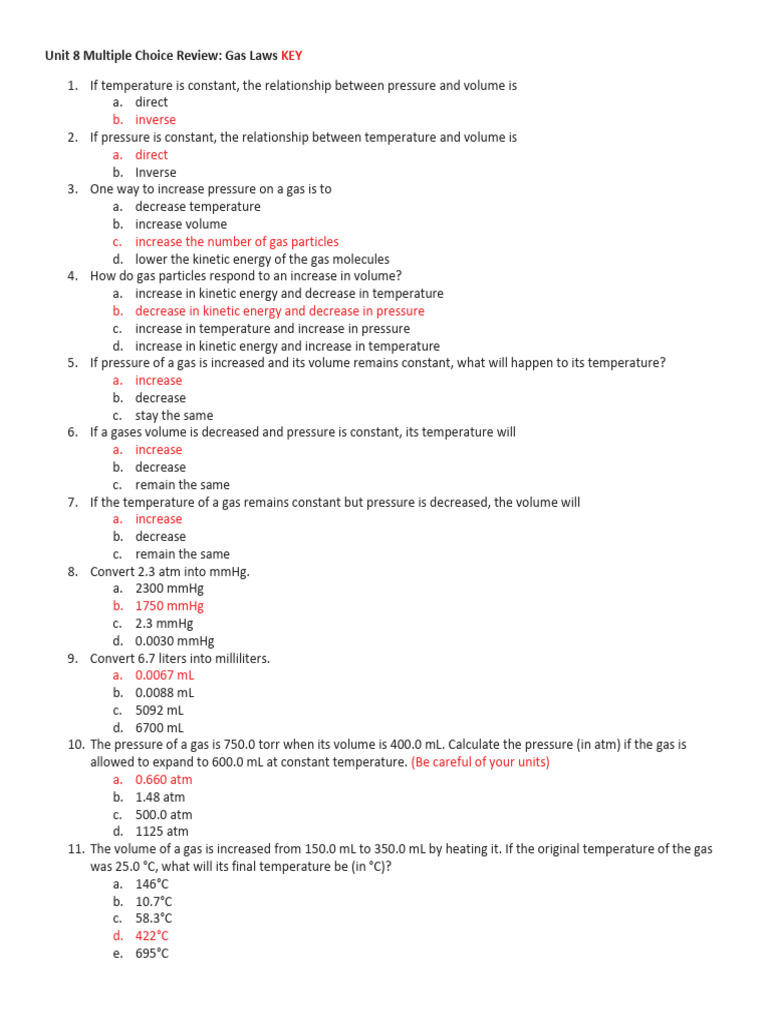 Test Review Key | PDF