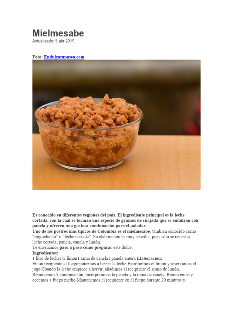Receta del Miguelucho Colombiano | PDF