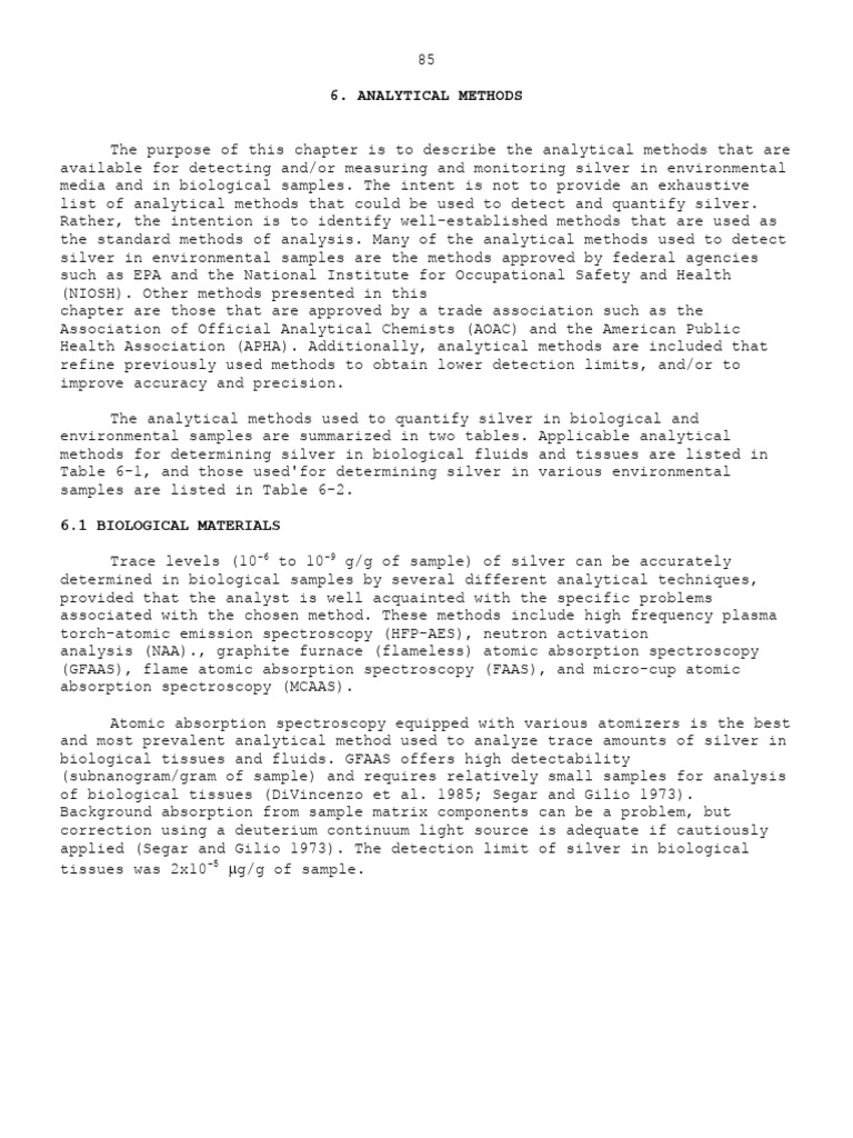 Analytical Methods for Silver Detection | PDF | Atomic Absorption ...