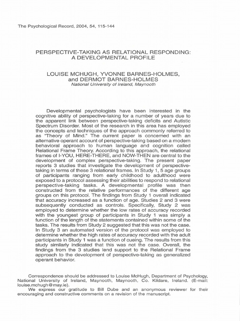 2004 Perspective Taking Pdf Theory Of Mind Psychology