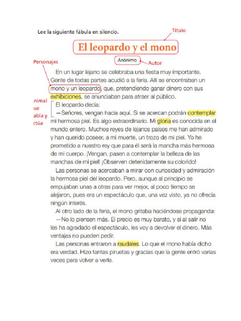 LECTURA EL LEOPARDO Y EL MONO | PDF
